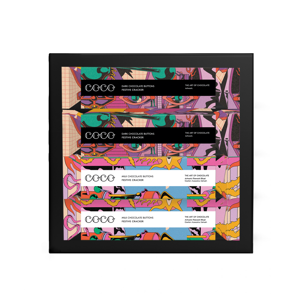 Festive Cracker Gift Box - Milk and Dark Chocolate Buttons – COCO - The Art of Chocolate